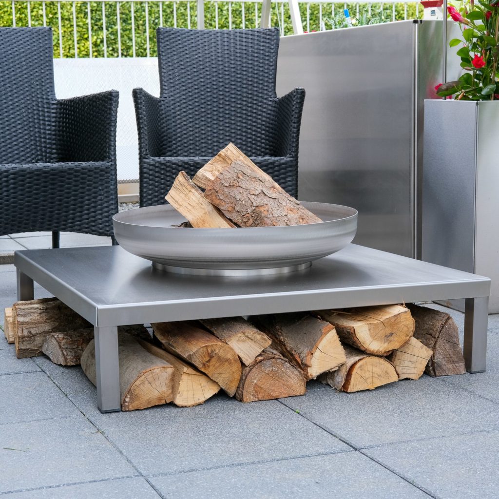Designer stainless steel fire bowl "Lounge" | Stahlkunst