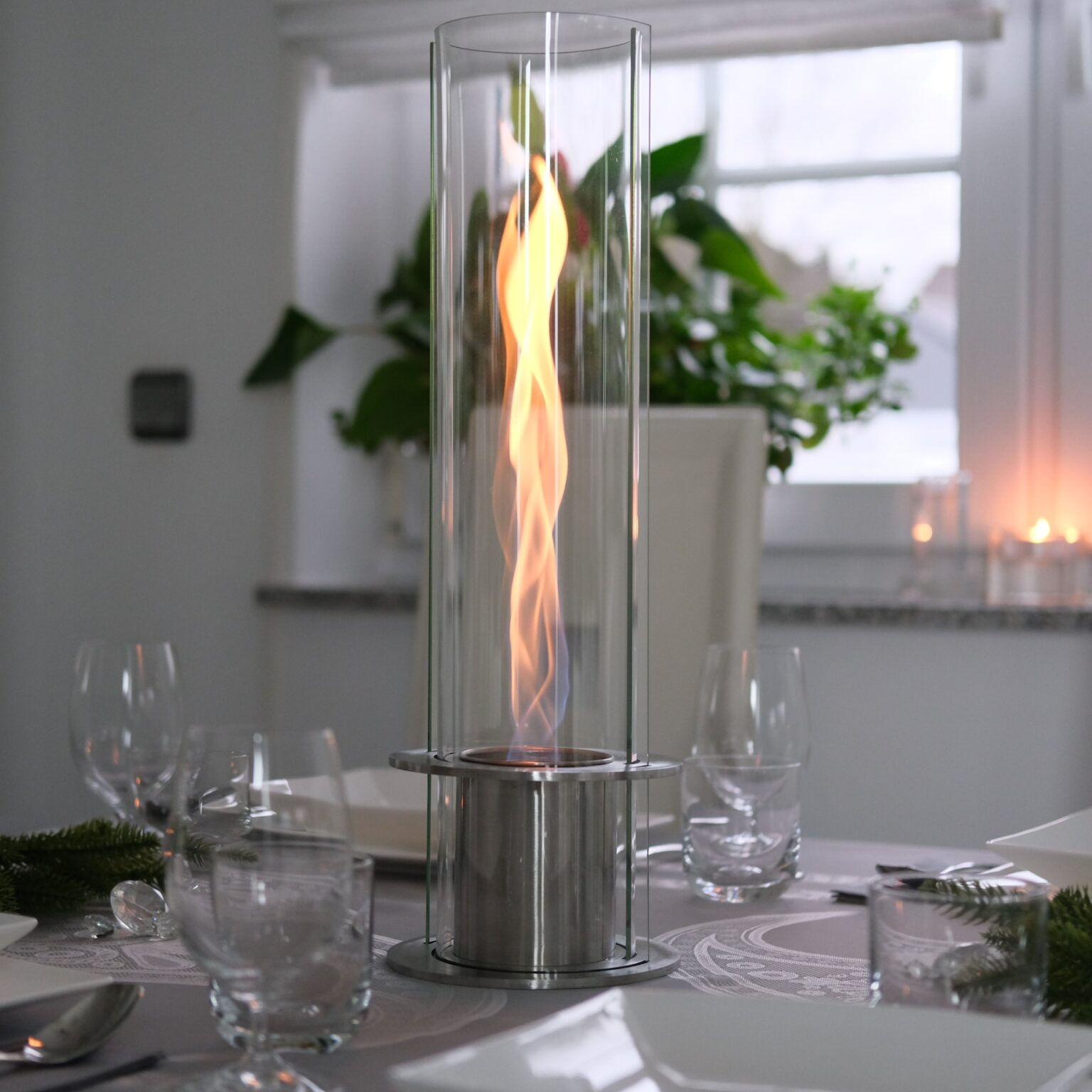 Design Ethanol Tischkamin „Kristallfeuer“ Tischfeuer | Stahlkunst